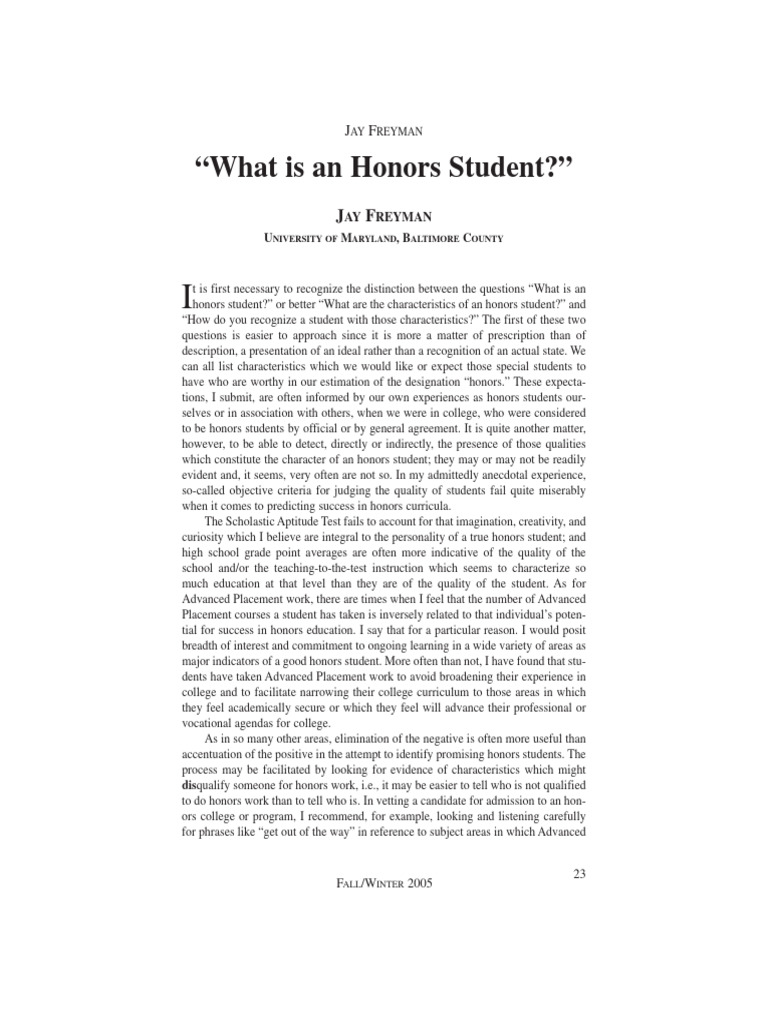 What Is An Honors Student | PDF | Sat