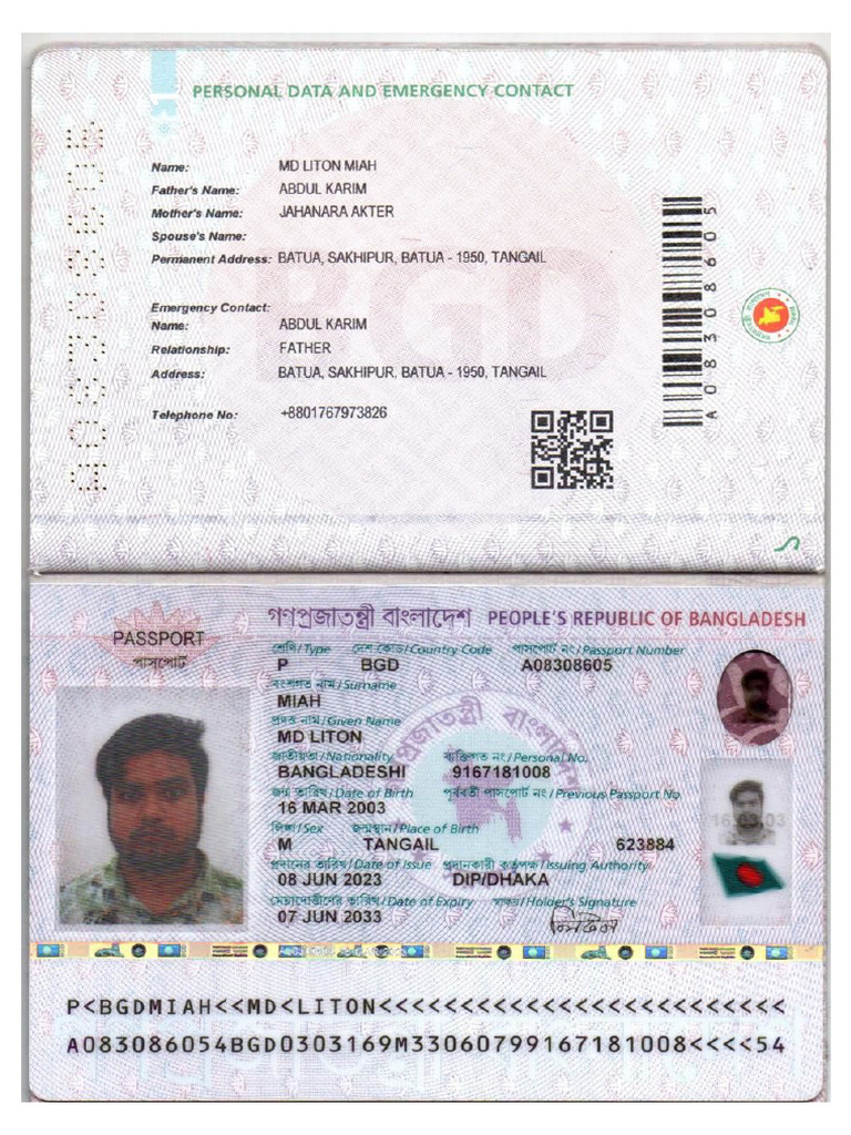 MD - Liton Miah Passport | PDF