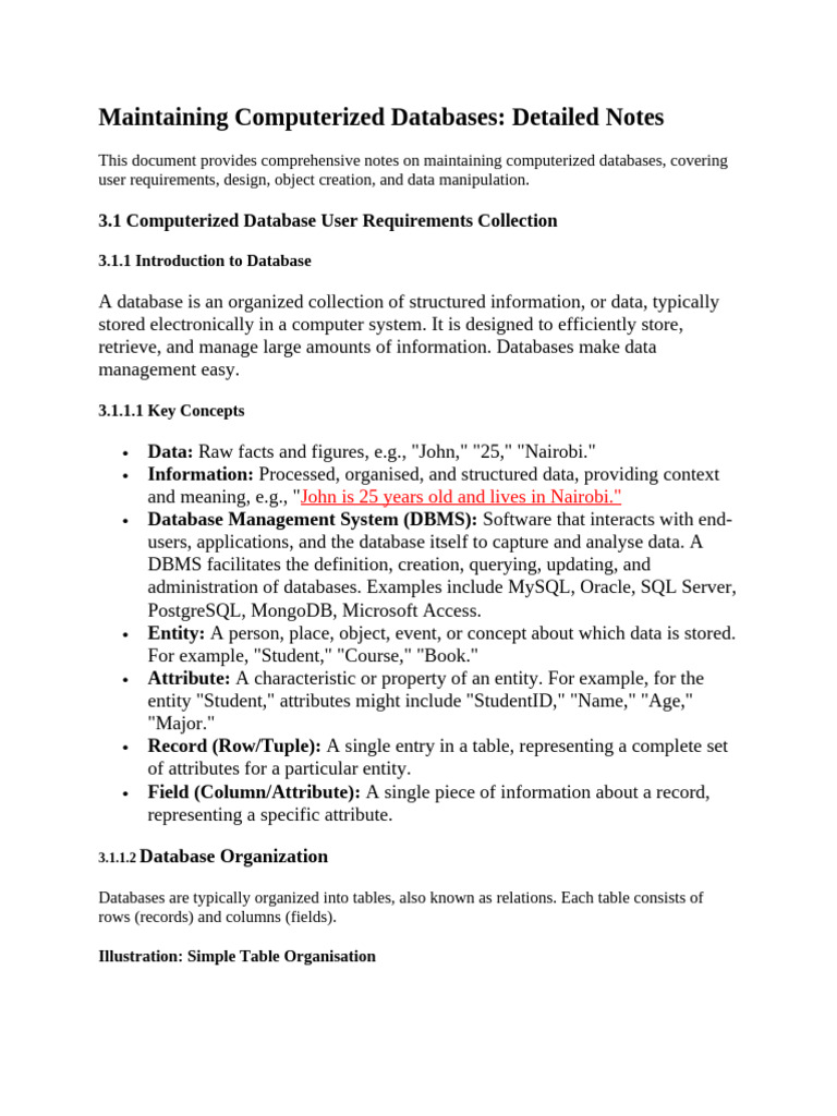 Maintaining Computerized Databases Guide | PDF | Databases | Relational Database