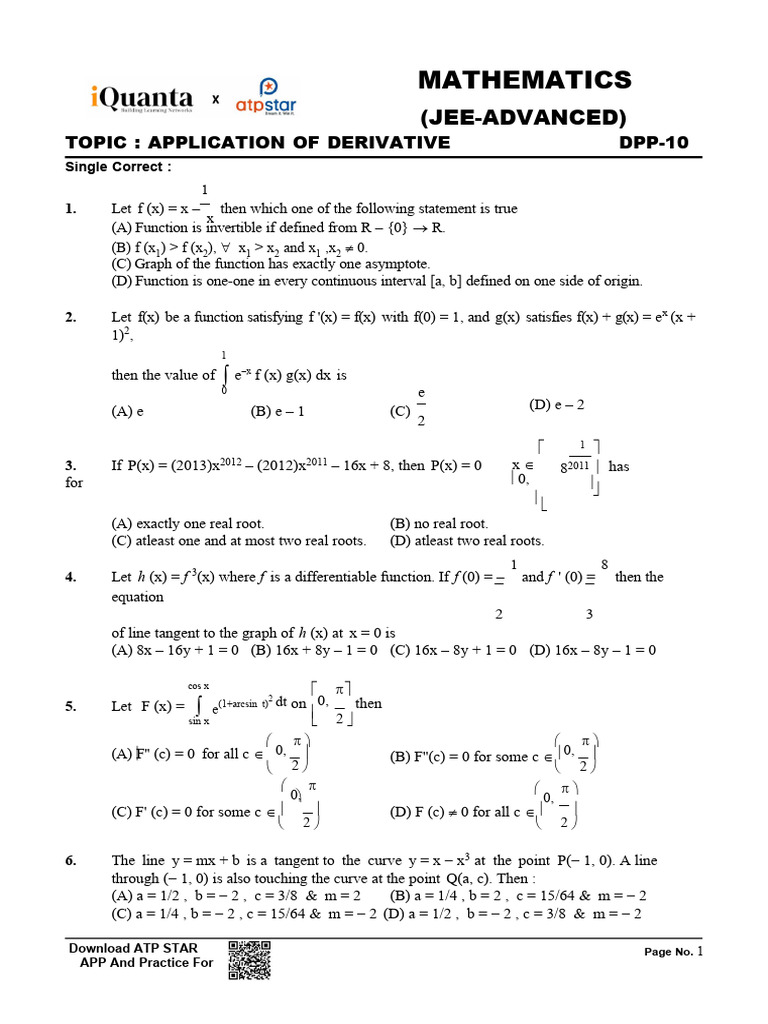 Maths +Application+of+Derivative | PDF | Function (Mathematics) | Derivative