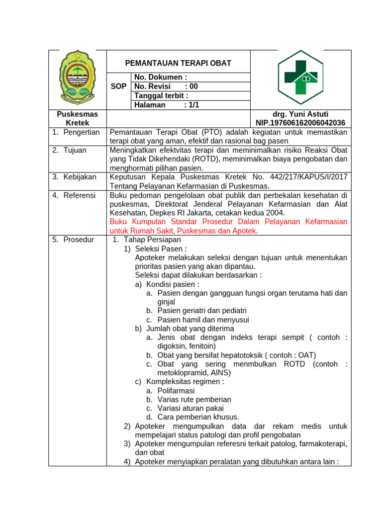 Pemantauan Terapi Obat di Puskesmas | PDF