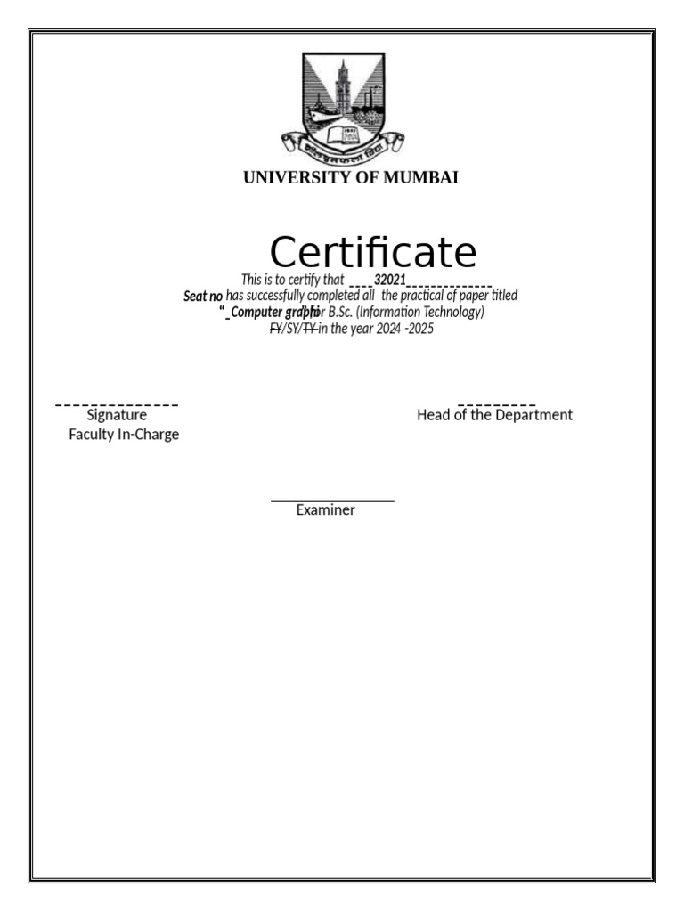 Practical Certificate Page | PDF