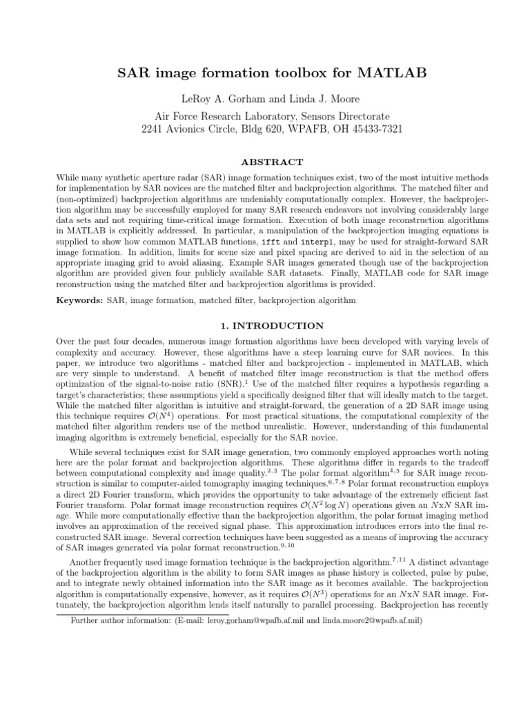 SAR Image Formation Toolbox For MATLAB | PDF | Fast Fourier Transform ...
