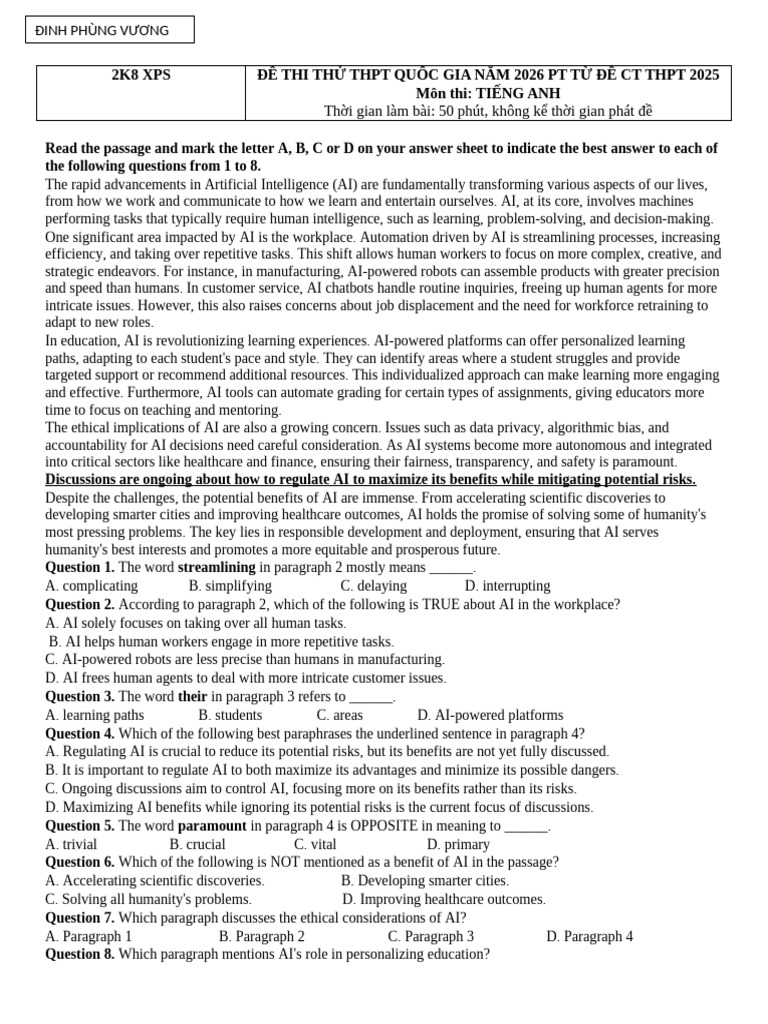 2k8 Xps-đề Tiếng Anh Thpt Thi Thử | PDF | Climate Change | Climate Change Mitigation
