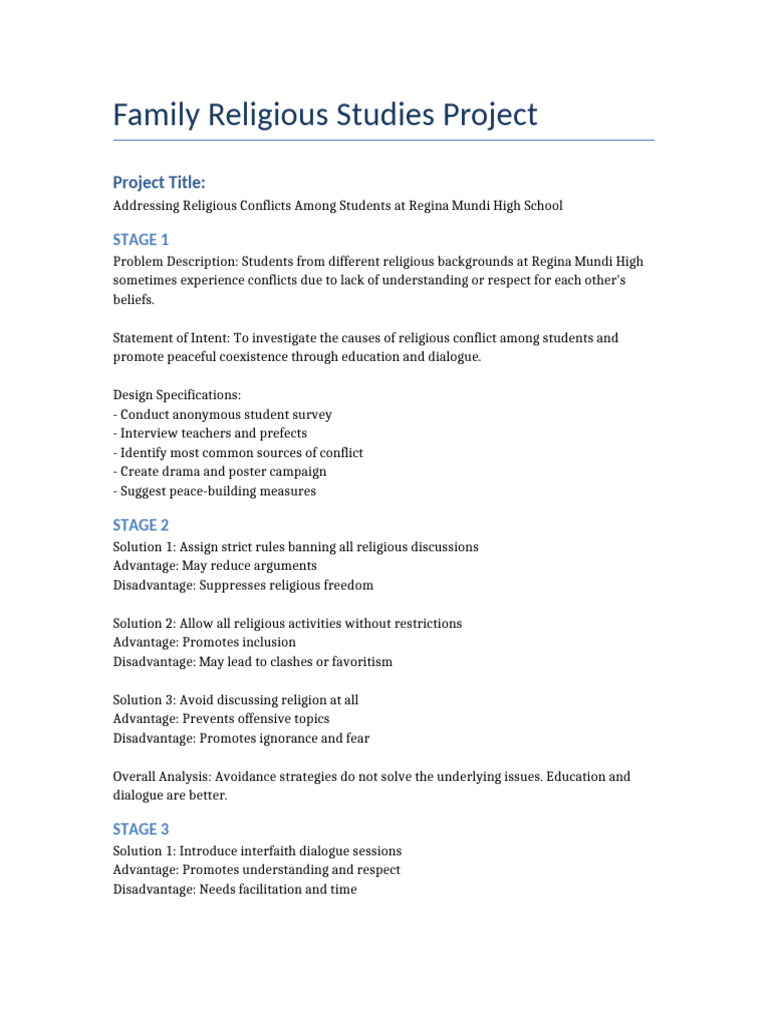 Family Religious Studies Project 1 | PDF | Religious Studies ...