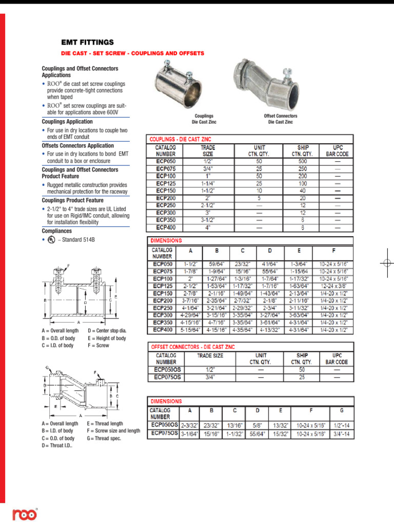Emt Set Screw Coupling and Offset | PDF