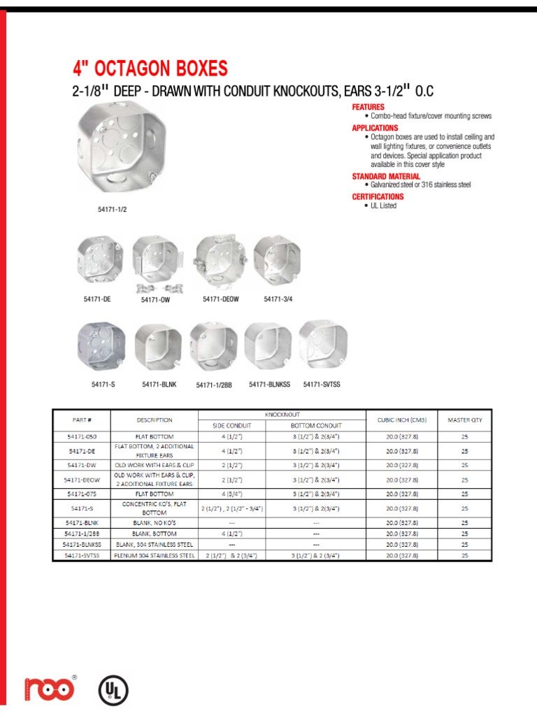 4" Octagon Box Specifications | PDF