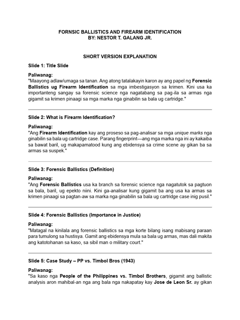 Forensic Ballistic Short and Long Explanation | PDF