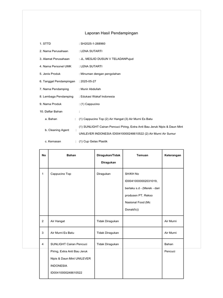 Laporan Hasil Pendamping 9e6aa503 6ab6 4e1a 8692 2d067854c018 | PDF