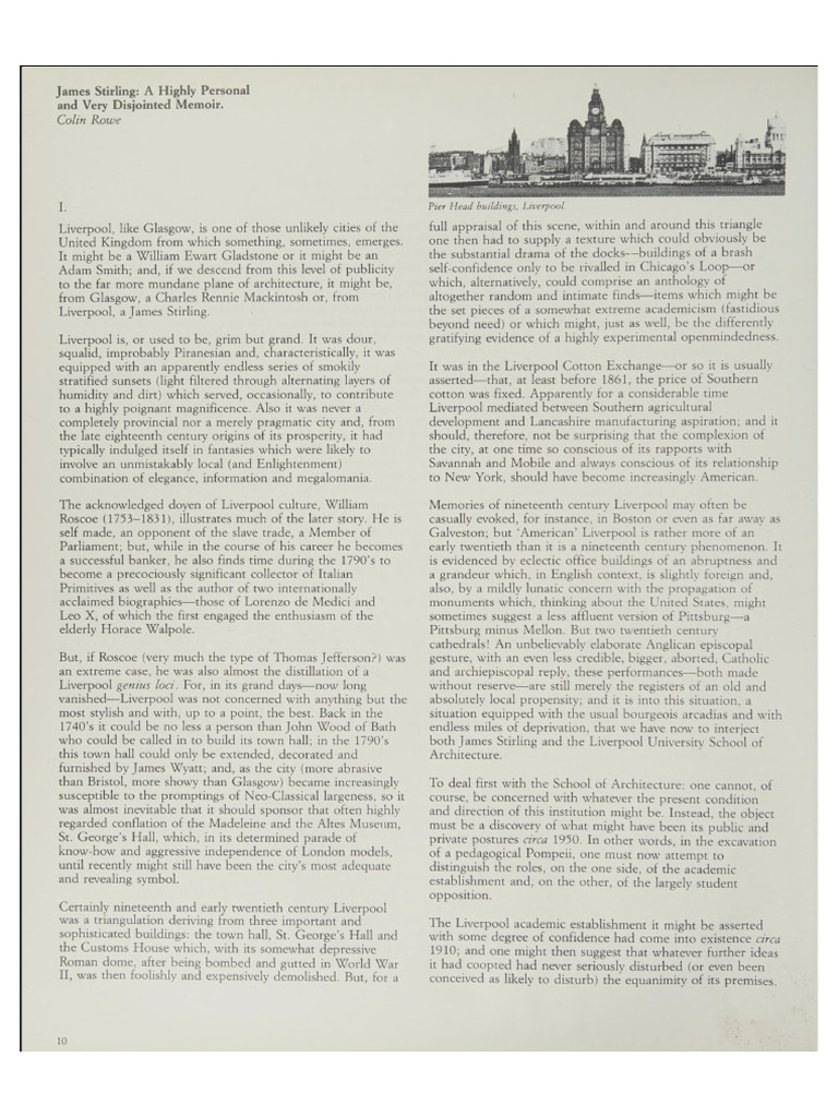 Colin Rowe, James Stirling: A Highly Personal Memoir and Very ...