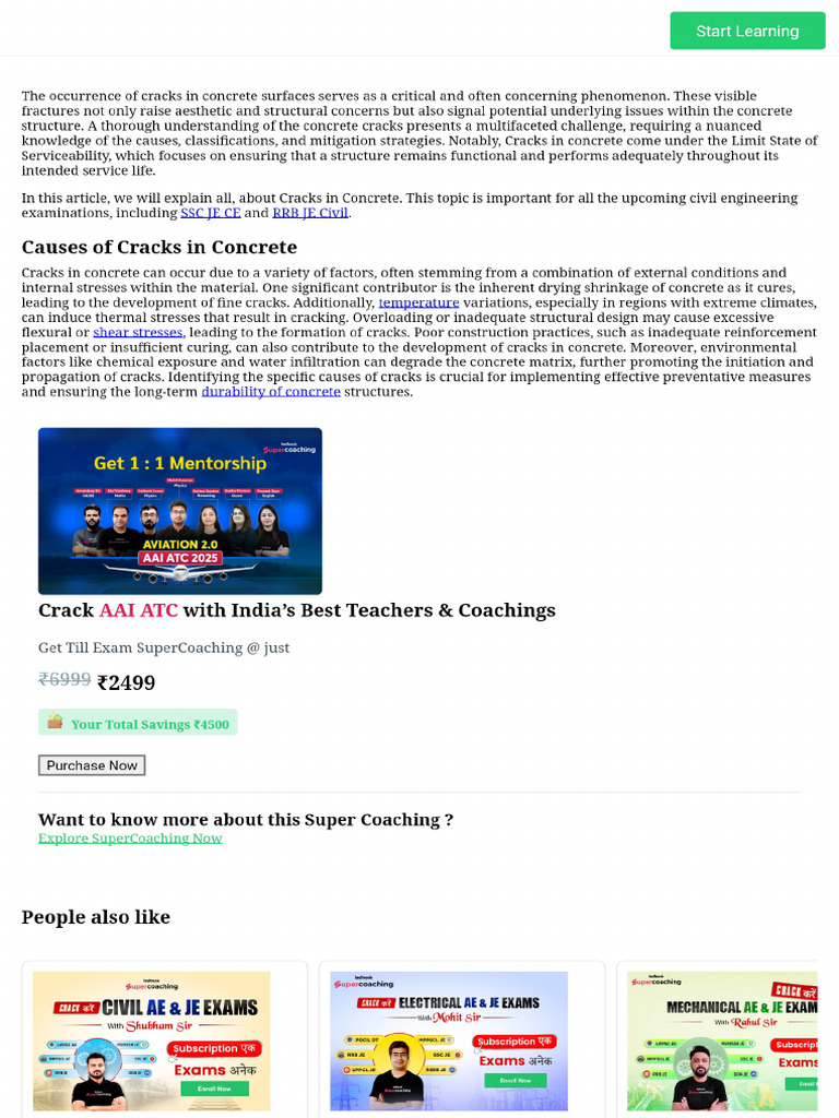 Cracks in Concrete - Know Causes, Various Types & Methods To Repair Cracks | PDF