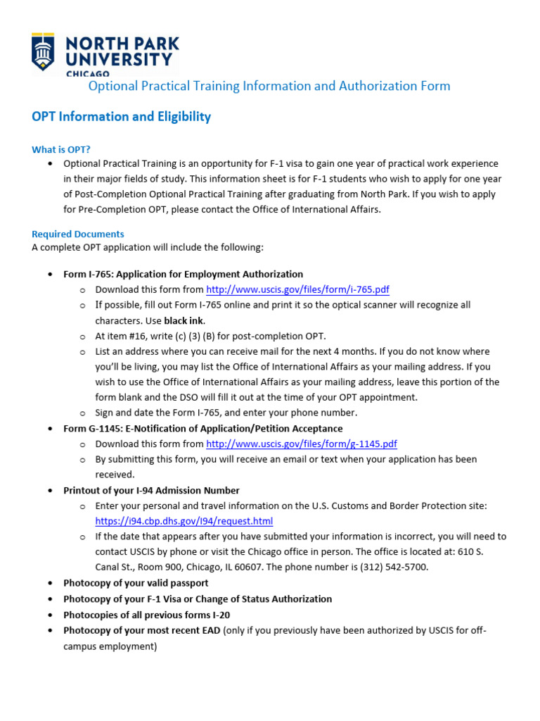 New OPT Form 6.23.17 | PDF | United States Postal Service