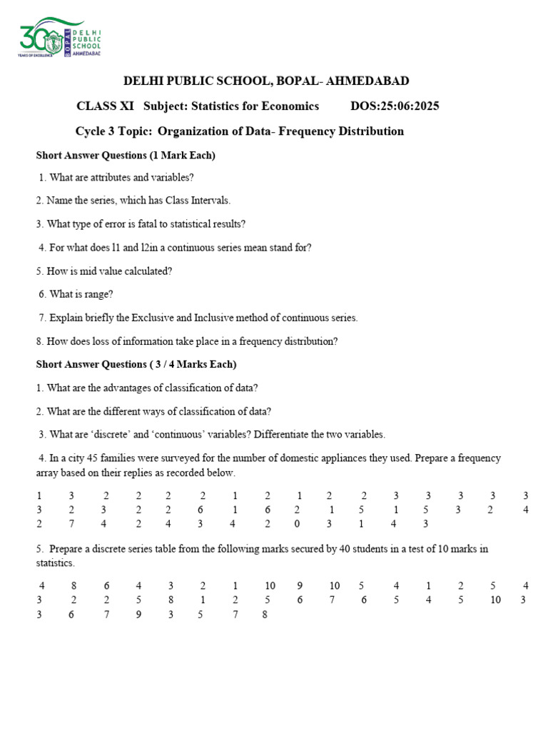 Organisation of Data Assignment | PDF | Statistics | Applied Mathematics
