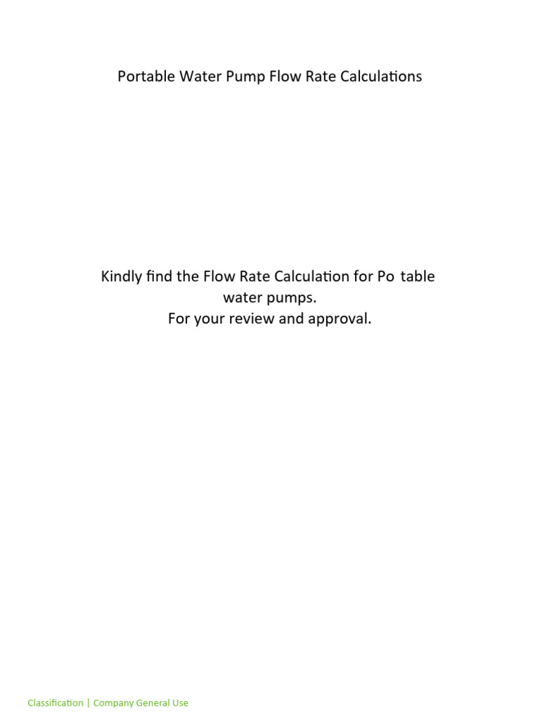 Portable Water Pump Flow Rate Calculations | PDF | Basement | Pump
