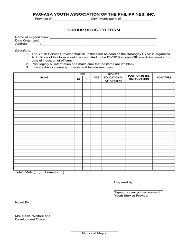 Pyap Rooster Form | PDF