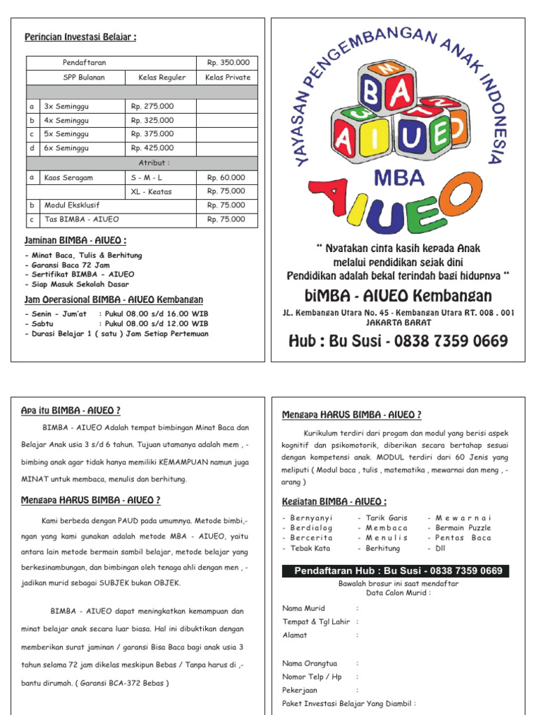 Modul dan Sertifikat BIMBA AIUEO | PDF