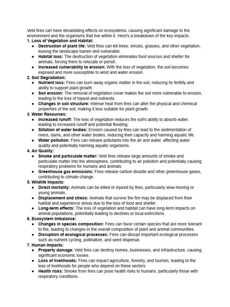Veld Fires: Environmental Impacts | PDF | Wildfire | Soil