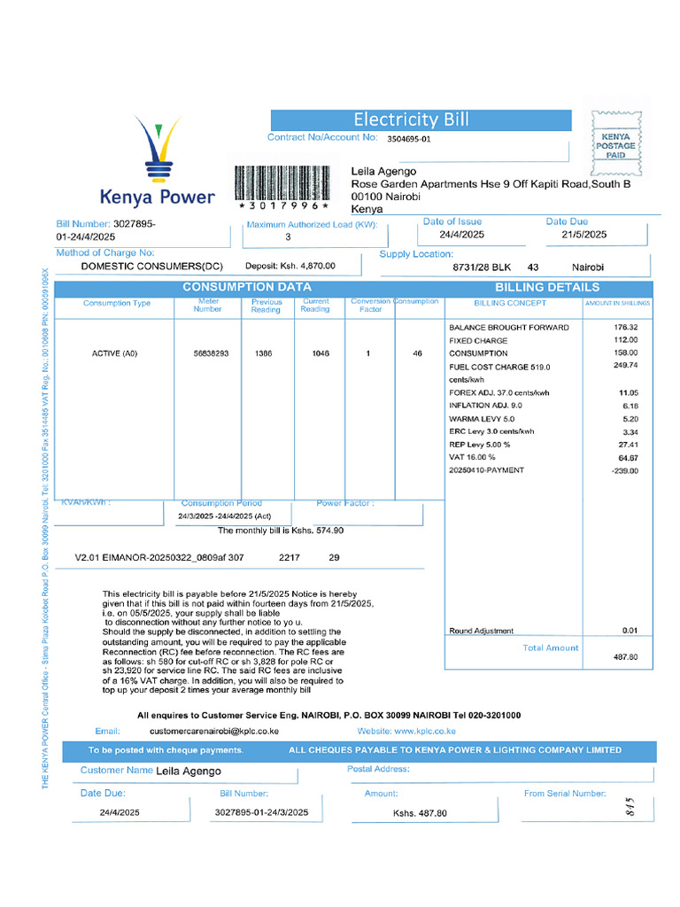 Utility Bills Kenya Kenya Power Electricity Bill - PDF 20250604 070352 ...
