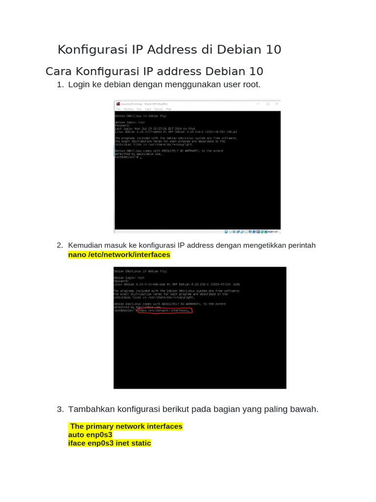 Konfigurasi IP Address Di Debian 10 | PDF