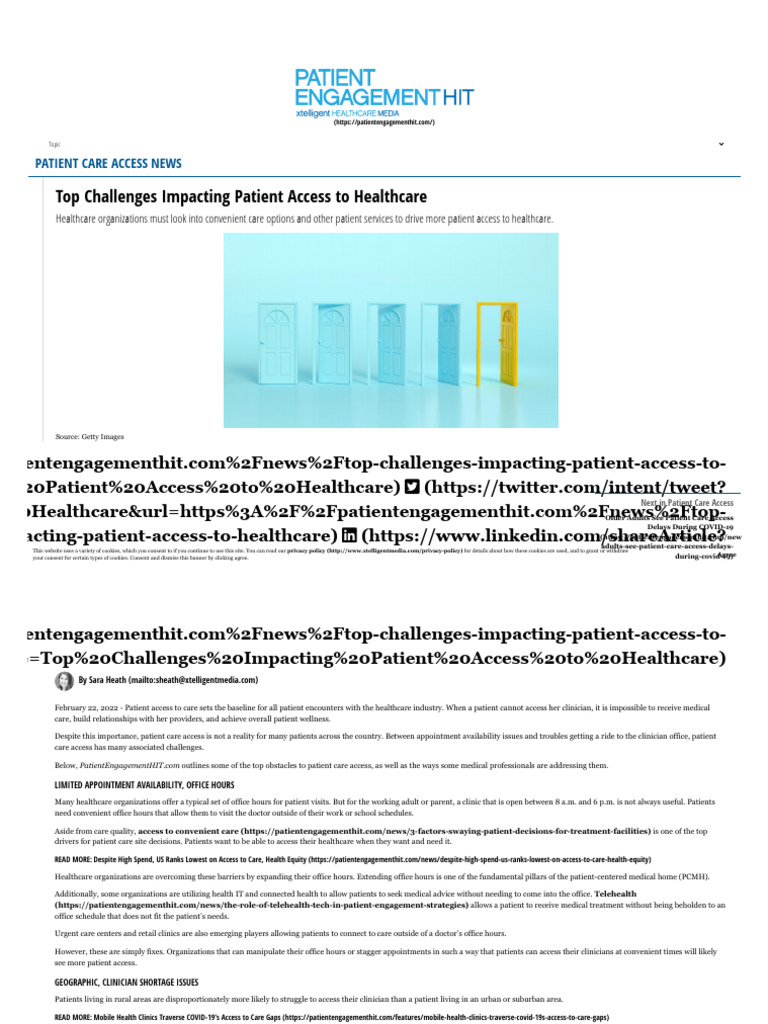 Challenges in Patient Access to Care | PDF | Health Care | Hospital