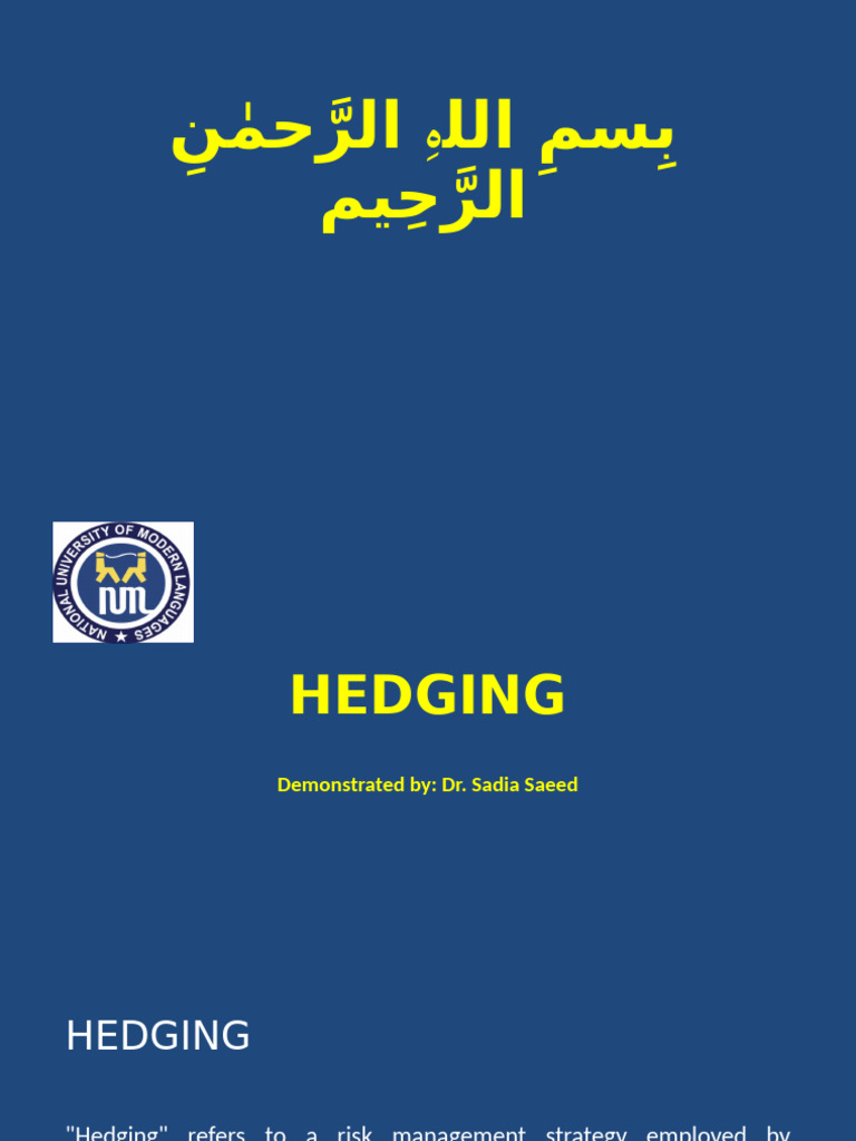 Hedging With Activities | PDF | Hedge (Finance) | Financial Risk