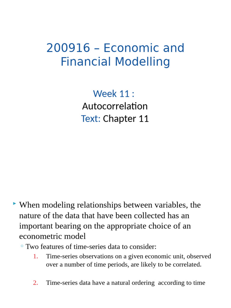 Lecture 11 - Autocorrelation | PDF | Autoregressive Model | Autocorrelation