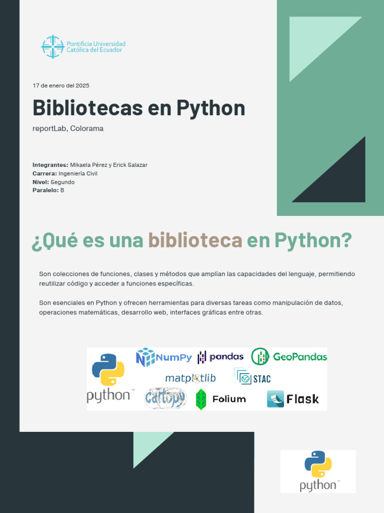 Presentación Bibliotecas | PDF | Interfaz de línea de comando | Python (lenguaje de programación)