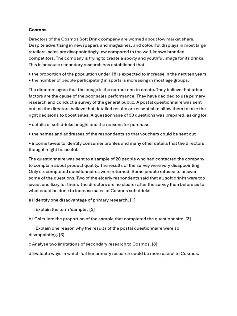 Market Research - Case Study - Cosmos | PDF