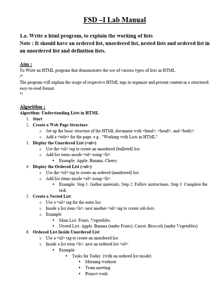 FSD Lab - I Manual | PDF | Hyperlink | Html Element