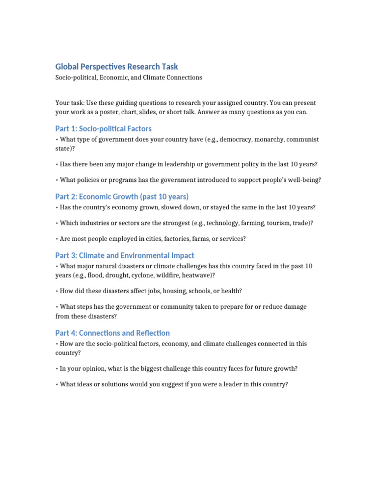 Global Research on Socio-Economic Climate | PDF