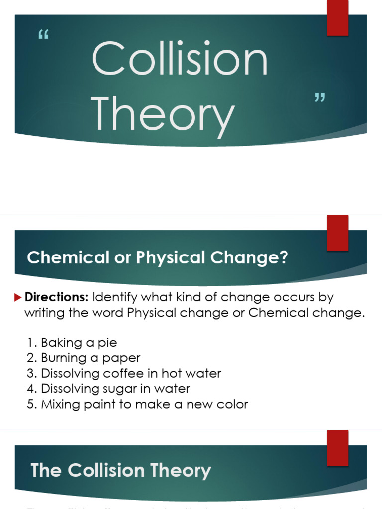 Collision Theory: Chemical vs. Physical Changes | PDF | Reaction Rate ...