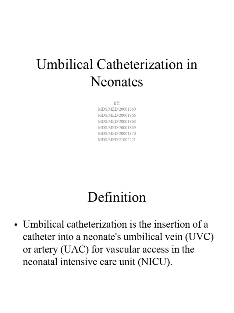 Umbilical Catheterization Presentation 1 | PDF
