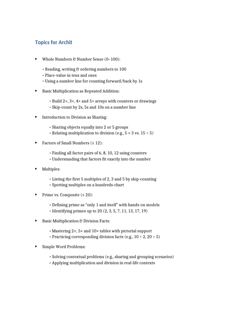 Archit Mathematics Topics for Grades 7-8 | PDF