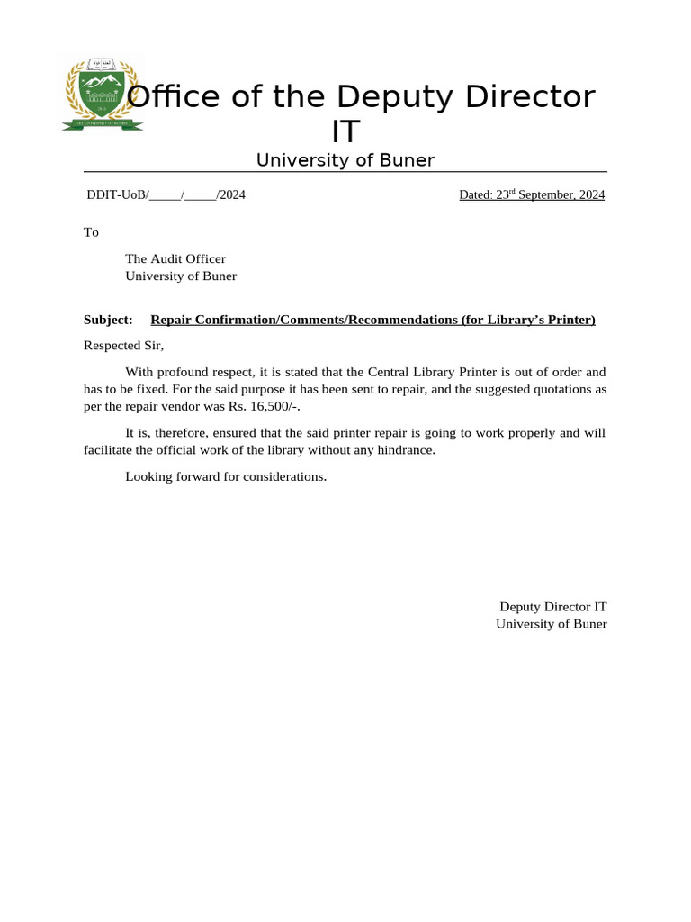 Office of The Deputy Director IT | PDF