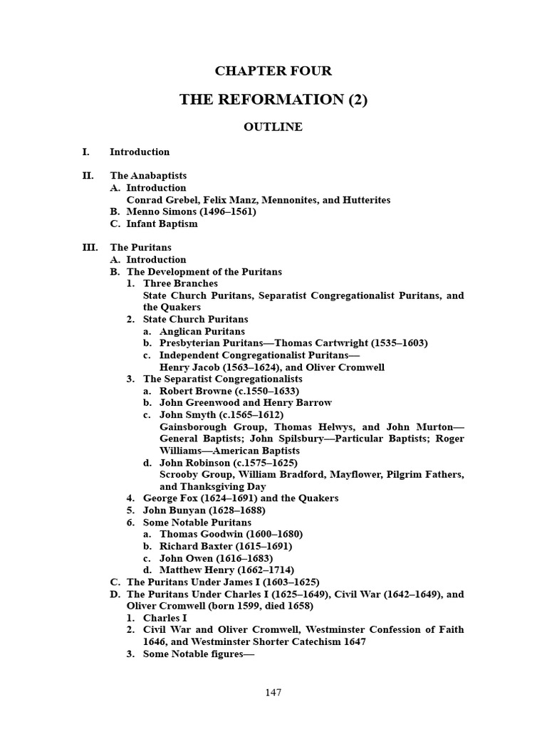 E - Chapter Four Reformation | PDF | Anabaptism | John Bunyan