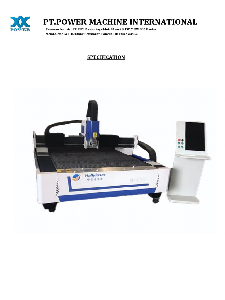 HL1500W-3015 Laser Cutting Machine | PDF | Numerical Control | Laser