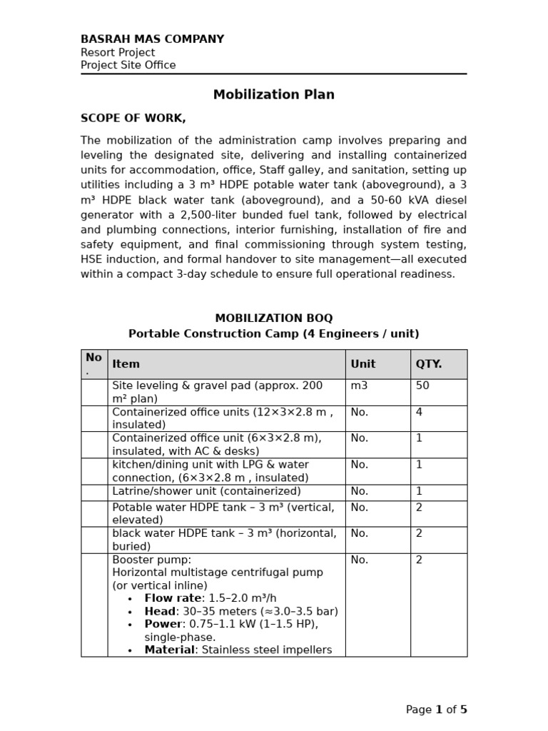 Mobilization Plan - Site Office | PDF | Flooring | Stairs