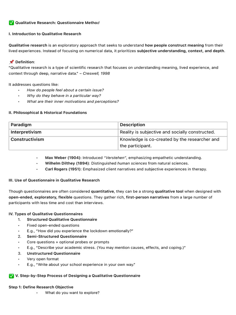 Qualitative Research - Questionnaire Method | PDF | Qualitative ...