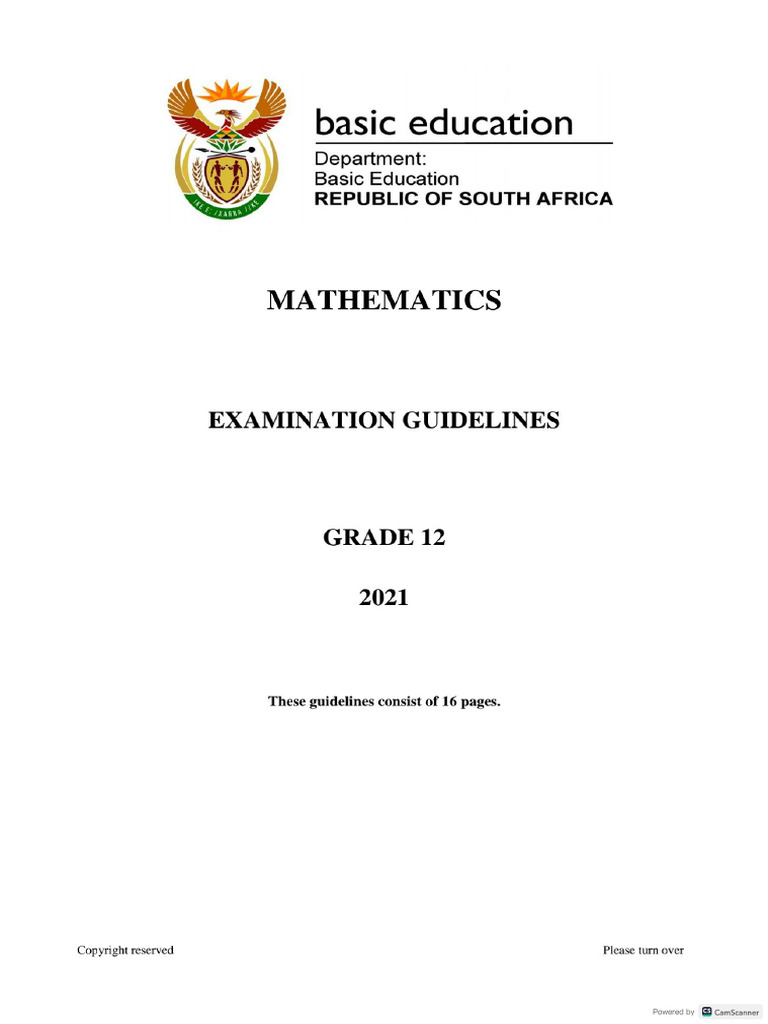 Mathematics GR 12 Exam Guidelines 2021 Eng - 075712 | PDF