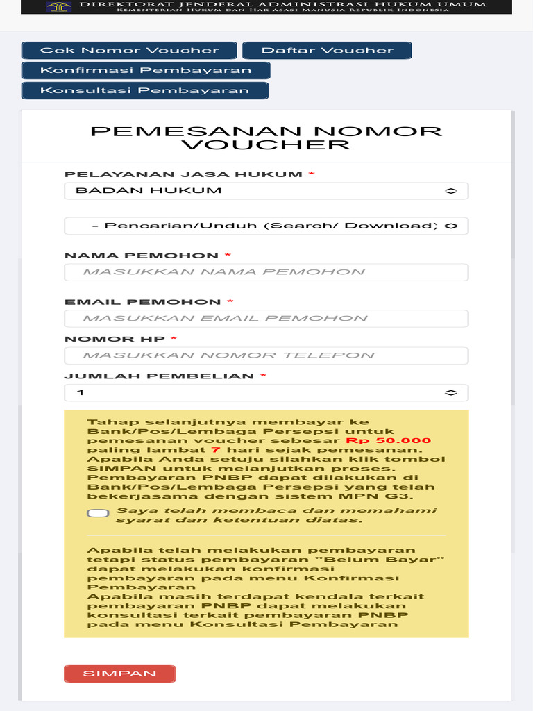 Ditjen Ahu Online - Tambah Voucher | PDF