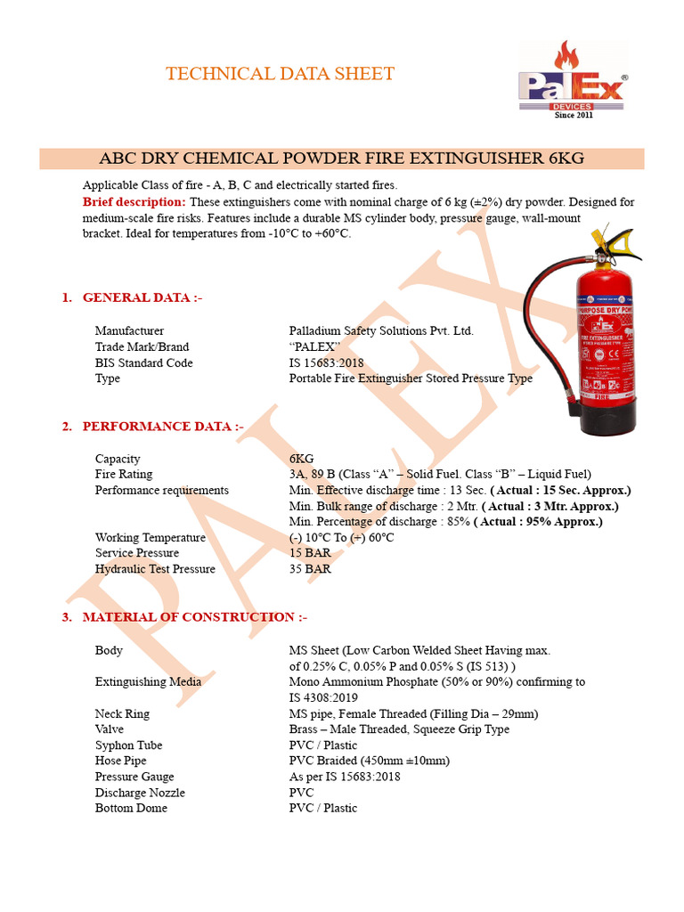 Fire Extingusiher ABC 6KG | PDF | Pipe (Fluid Conveyance) | Materials