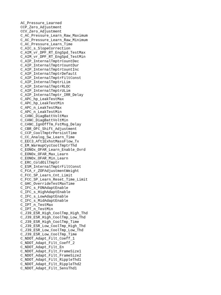 Adaptive Learning Parameter List | PDF