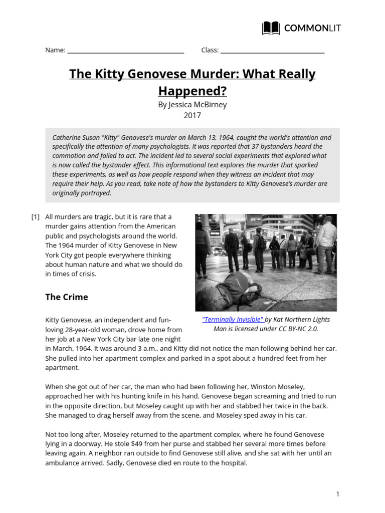 The Truth Behind Kitty Genovese's Murder | PDF