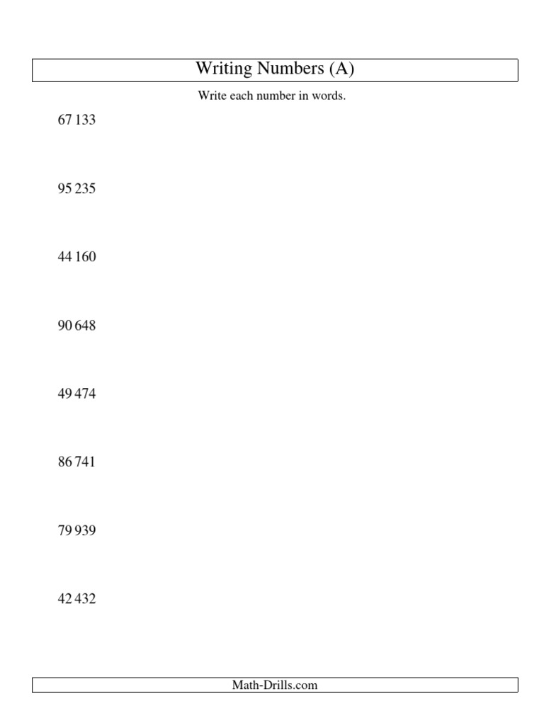 Write Numbers 5digits Si All | PDF
