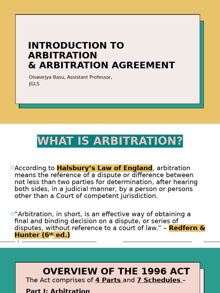 Introduction To Arbitration and Arbitration Agreement | PDF ...