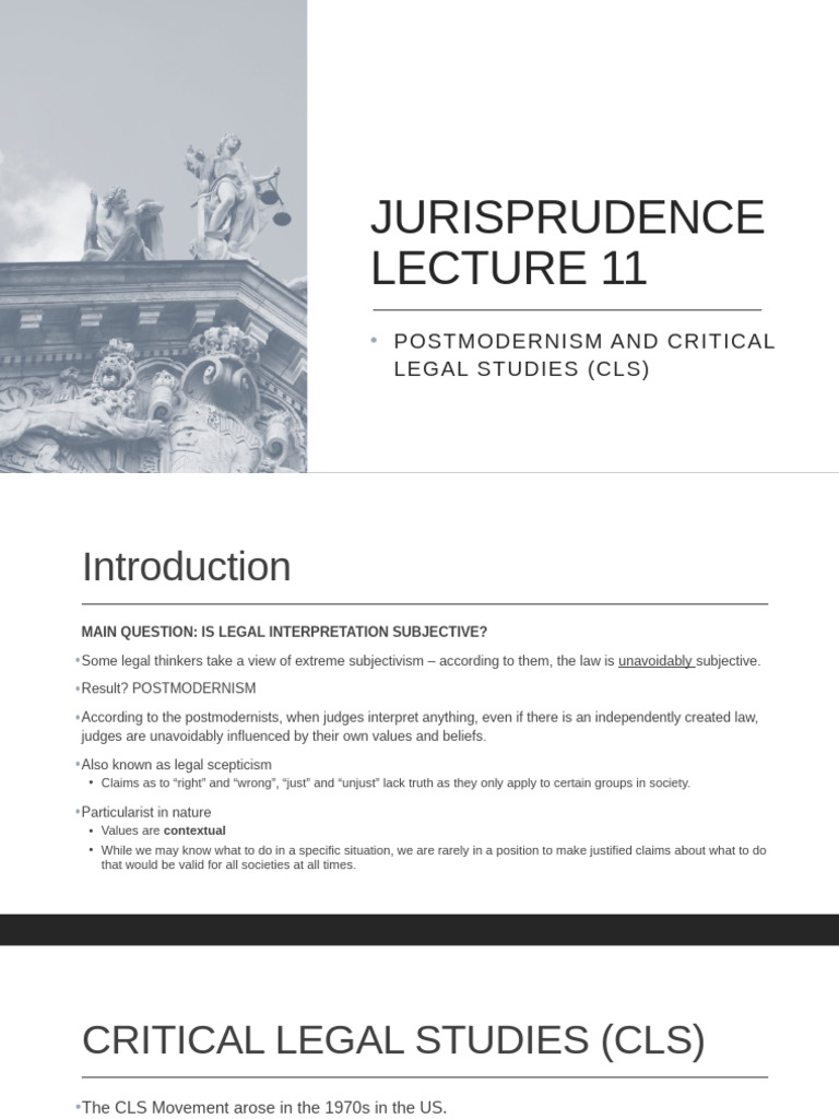 INTRO TO POSTMODERNISM and CLS | PDF | Jurisprudence | Truth