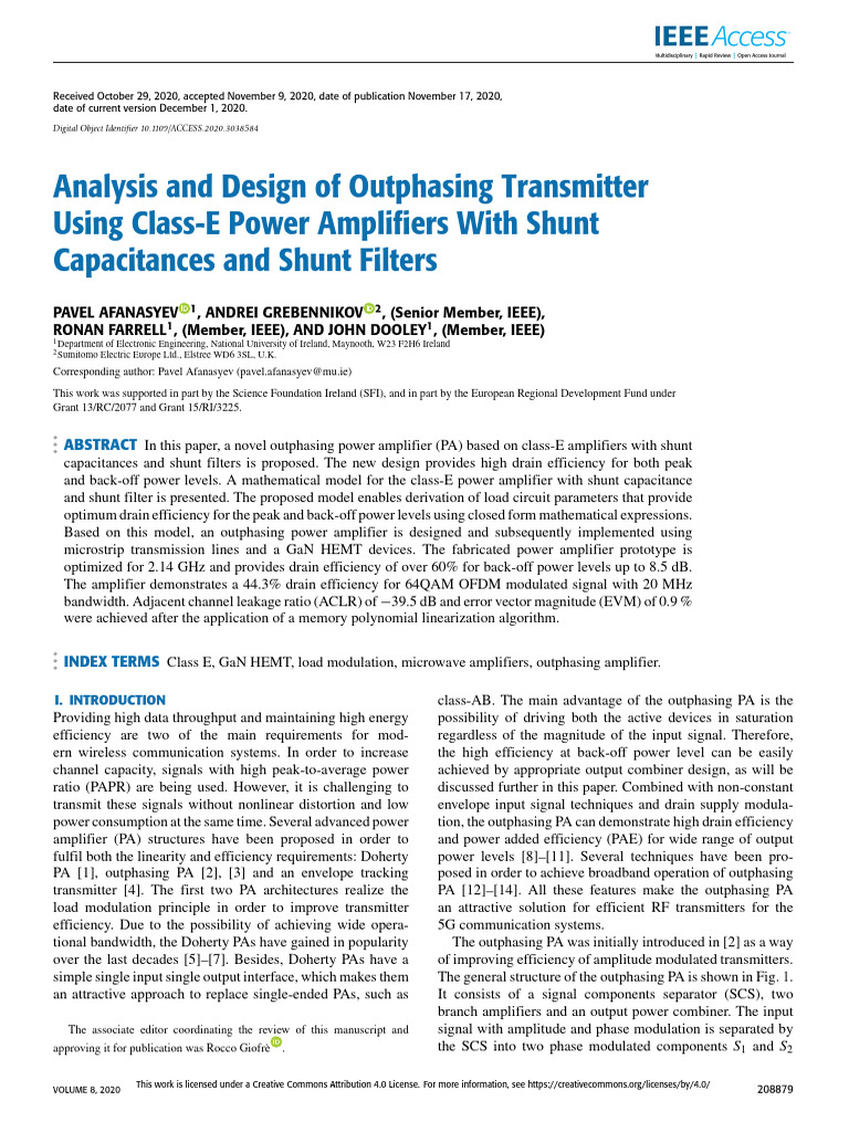 Analysis and Design of Outphasing Transmitter Using Class-E Power Amplifiers With Shunt ...