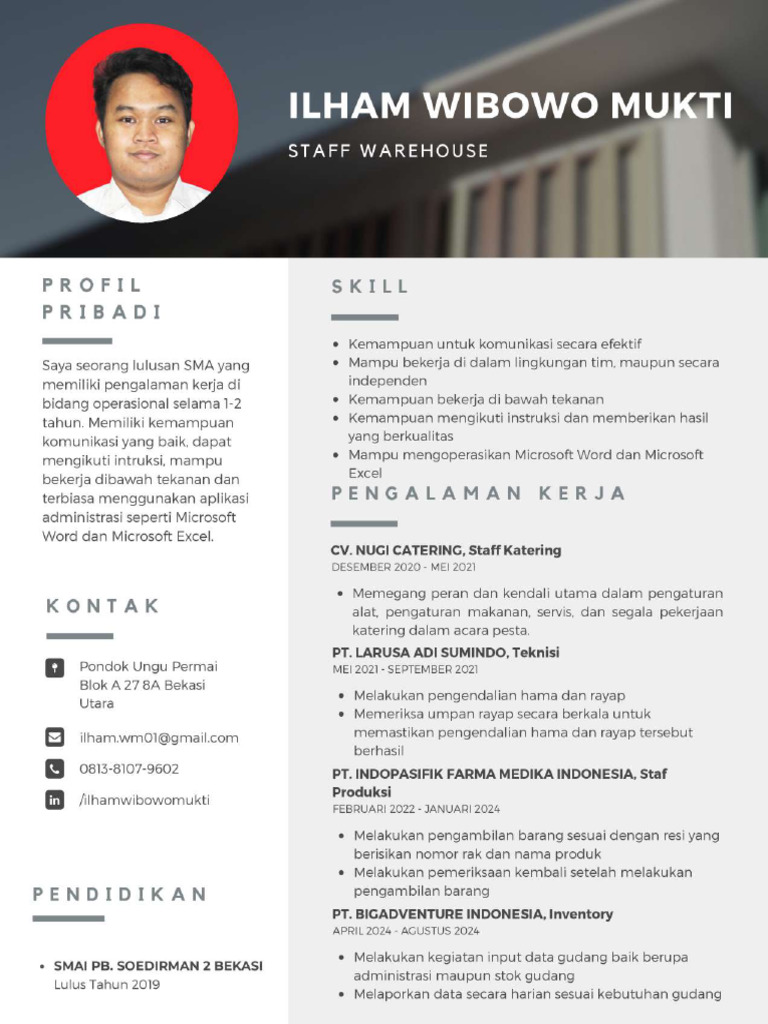 CV Ilham Wibowo Mukti 1 | PDF