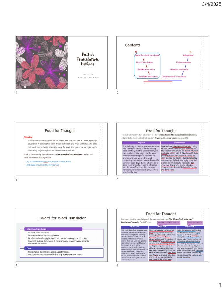 Handout Unit 3 - Translation Methods | PDF