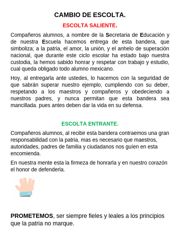 Cambio de Escolta Tamaño Carta | PDF